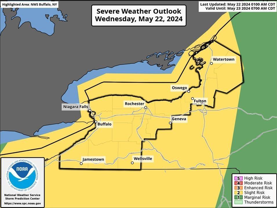 Slight Risk for Severe Weather Across Western New York Today ...