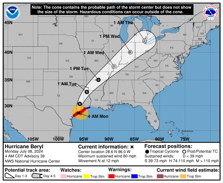 Beryl Makes Landfall in Texas, Remnants Expected to Arrive in WNY by ...